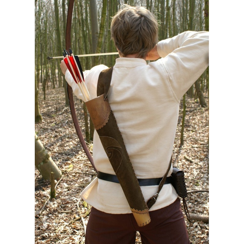 Aljaba Medieval De Cuero Para Las Flechas Del Arquero.