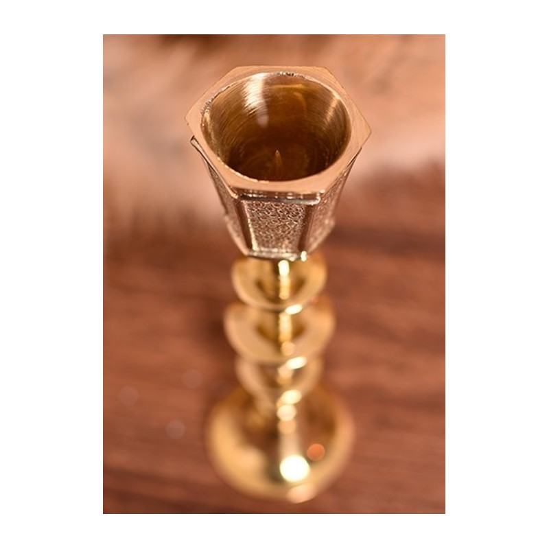 Candelabro Medieval De Sobremesa Laton Para Sostener Vela
