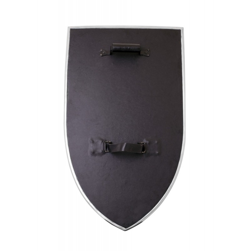 Scudo medievale triangolare rivettato con umbone.