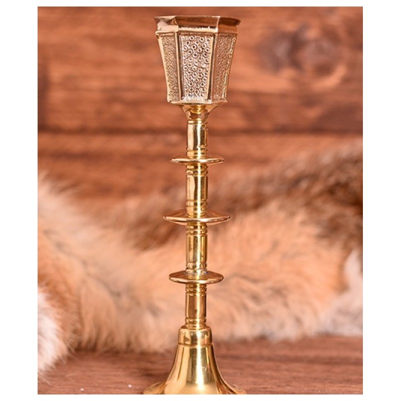 Candelabro Medieval De Sobremesa Laton Para Sostener Vela