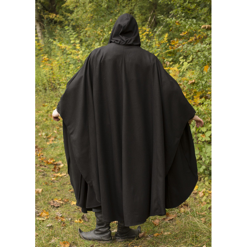 Mantello medievale in lana nera.