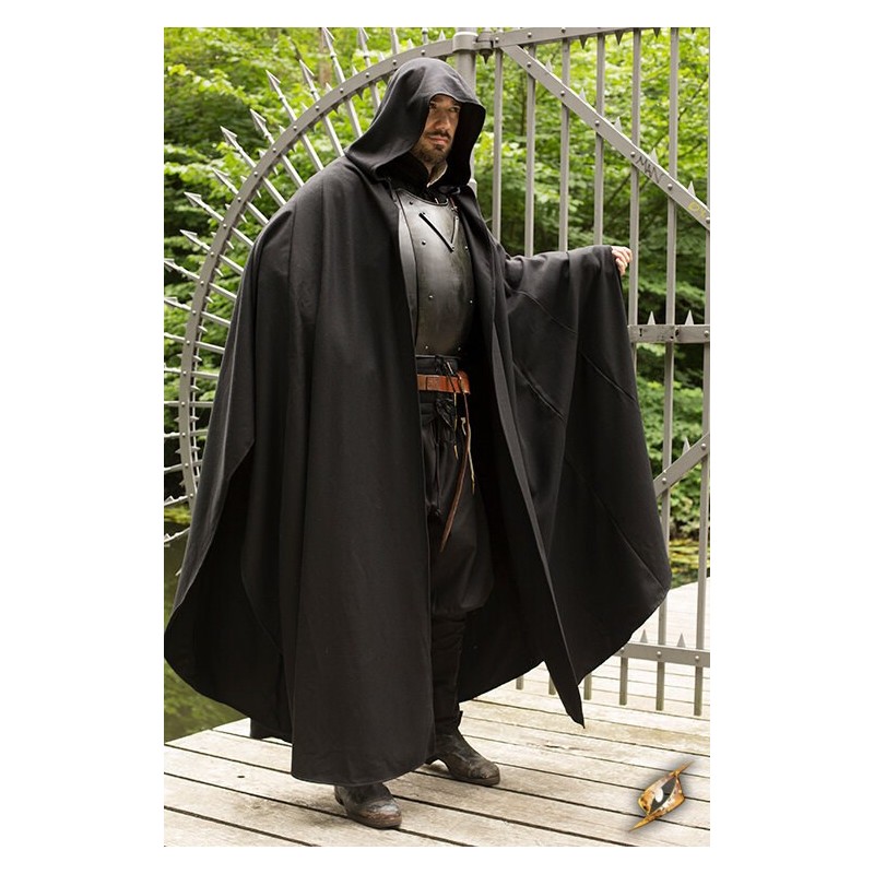 Mantello medievale in lana nera.